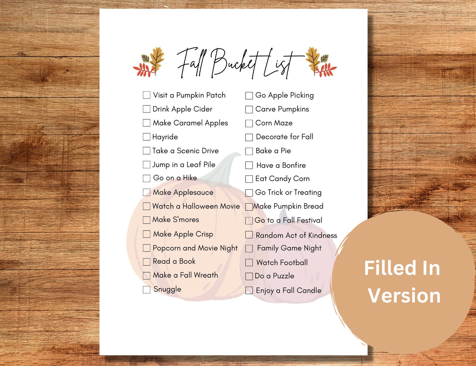 Fall Bucket List Printable, Autumn Bucket List, Fall Family Activities ...