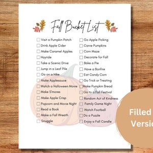 Fall Bucket List Printable, Autumn Bucket List, Fall Family Activities ...