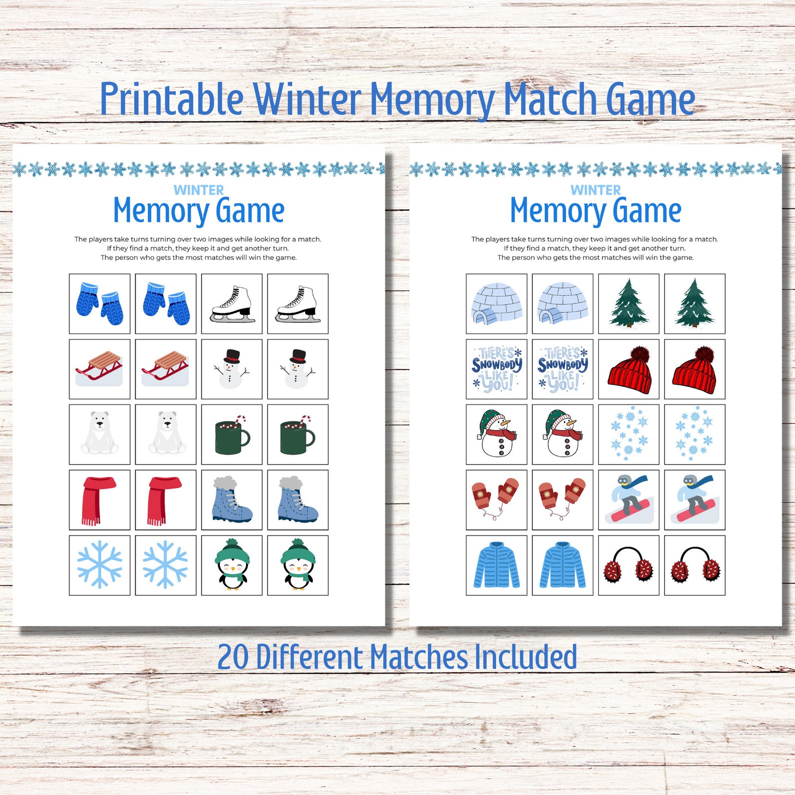 Winter Memory Matching Game, Printable Winter Games for Kids - Etsy