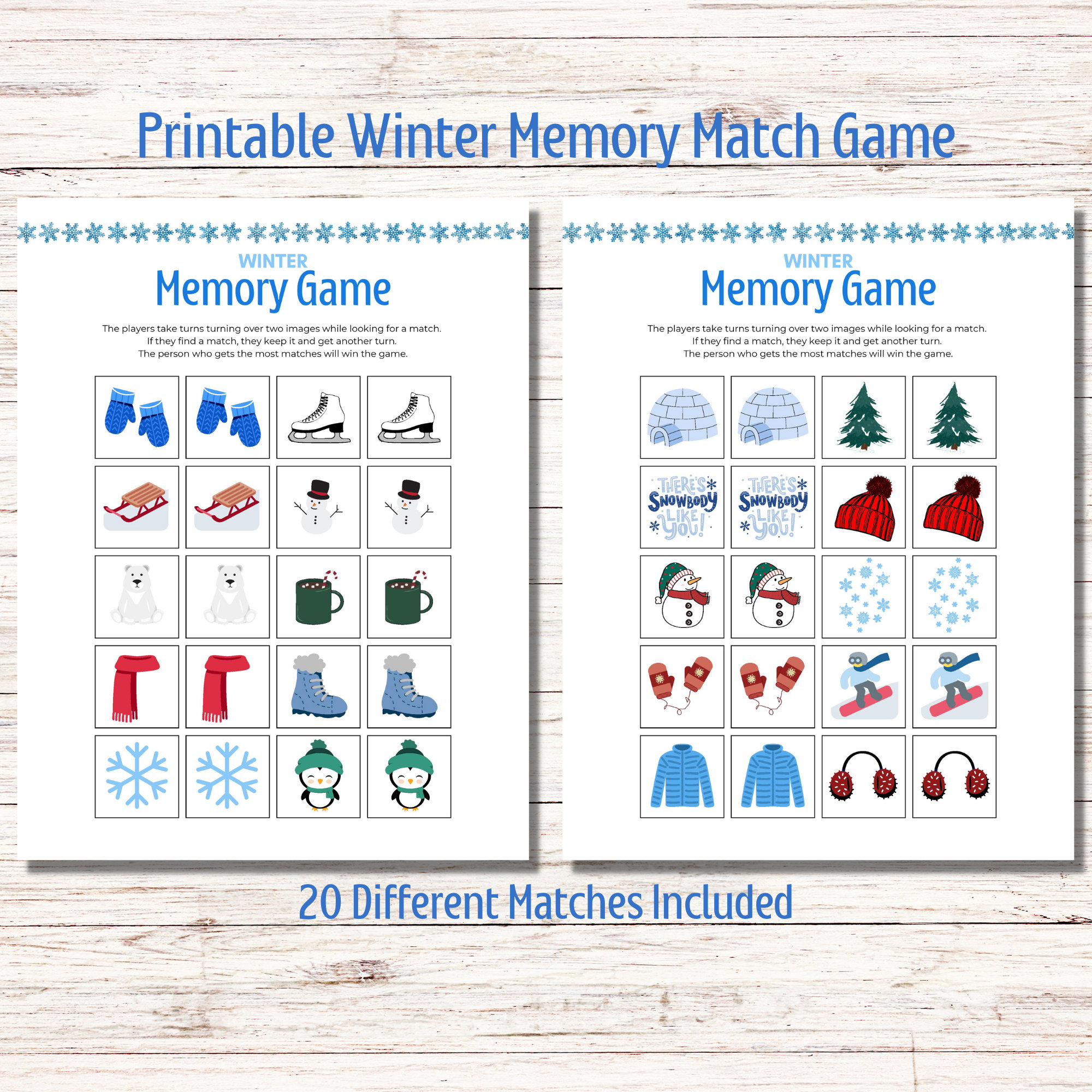 Winter Memory Matching Game, Printable Winter Games for Kids - Etsy