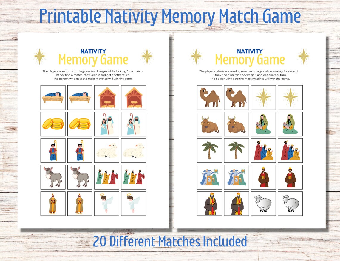 Nativity Memory Game Bible Christmas Matching Game - Etsy