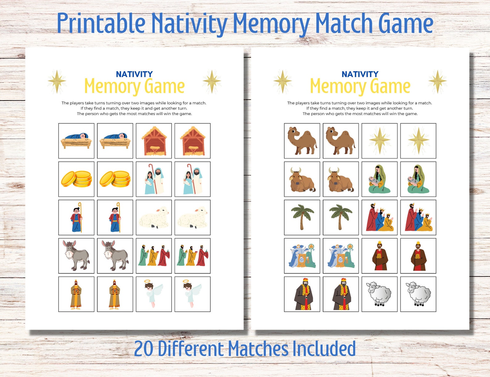 Nativity Memory Game Bible Christmas Matching Game - Etsy