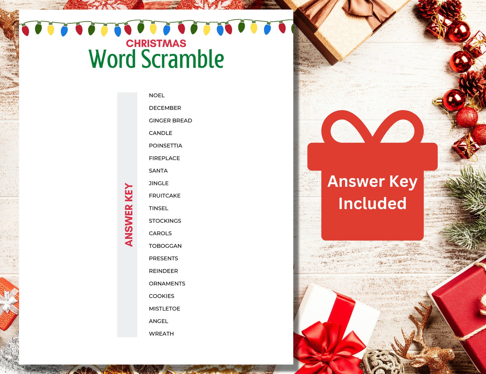 Christmas Word Scramble, Printable Christmas Game, Christmas Party Game ...