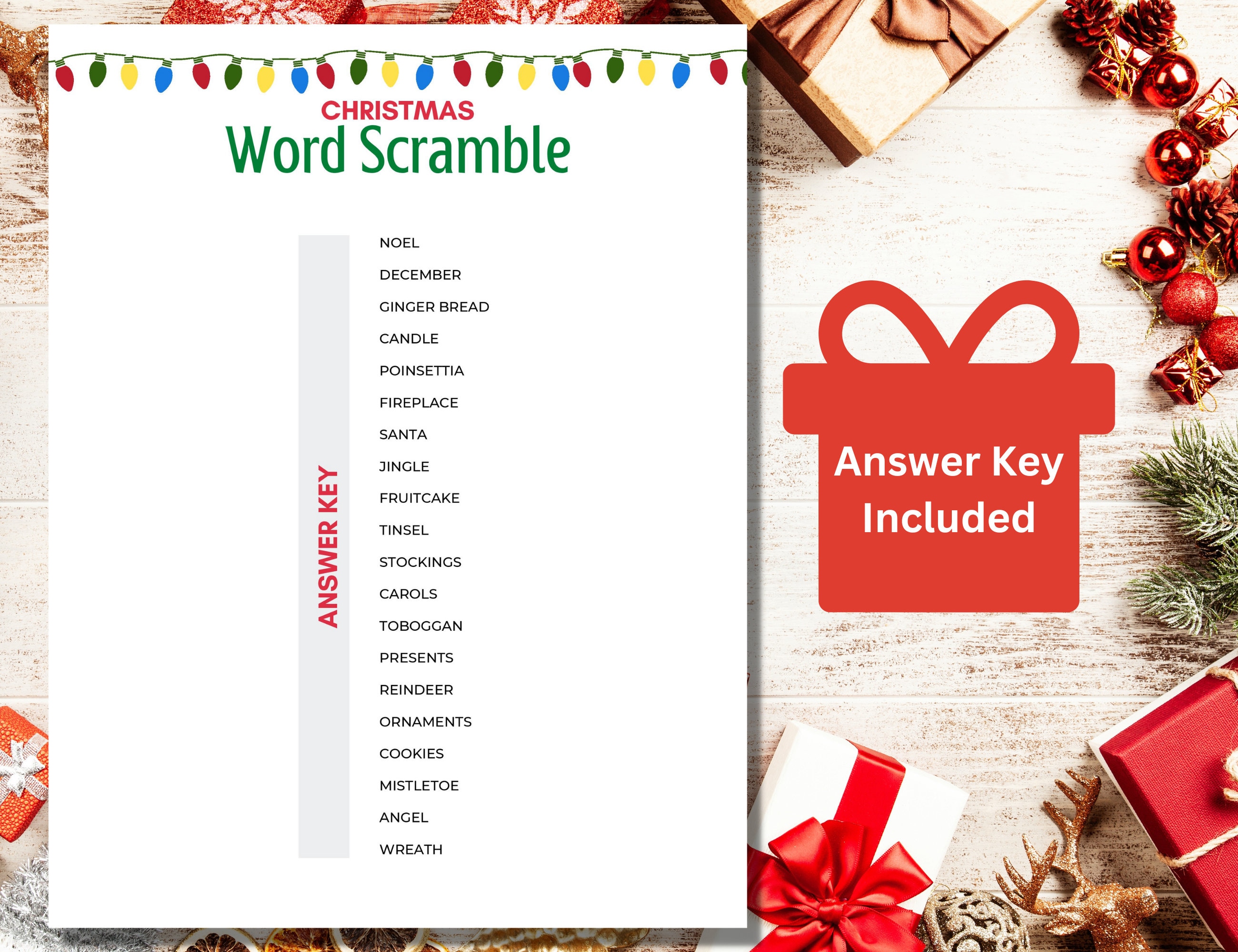 Christmas Word Scramble, Printable Christmas Game, Christmas Party Game ...