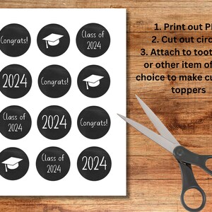 2024 Graduation Cupcake Toppers, Printable 2024 Graduation Decorations ...