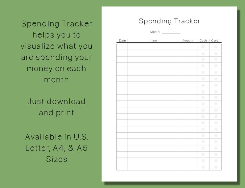 Spending Tracker, Printable Daily Spending Tracker, Monthly Spending ...