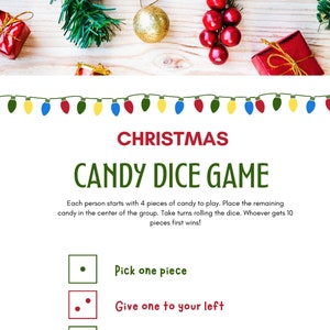 Christmas Candy Dice Game, Christmas Party Games for Kids, Printable ...