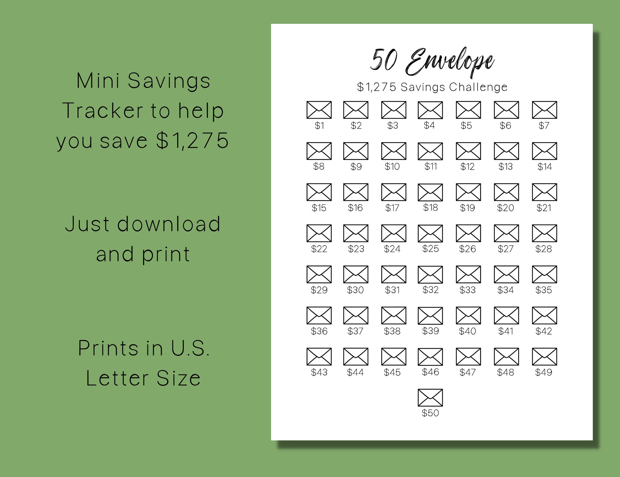 50 Envelope Challenge, 50 Envelope Savings Challenge, Mini Savings ...