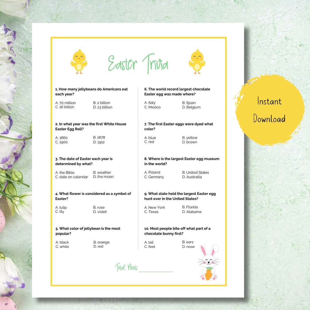 Easter Trivia Game, Easter Party Games, Easter Games Printable, Spring ...