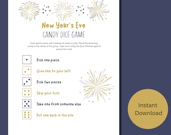 New Year's Eve Candy Dice Game, New Years Party Games for Kids, Candy ...