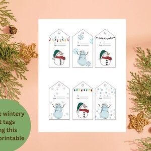 Snowmen Gift Tags, Winter Printable Gift Tags, Christmas Digital Gift ...