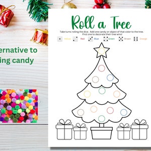 Roll A Tree Game, Printable Roll A Christmas Tree, Candy Dice Game ...