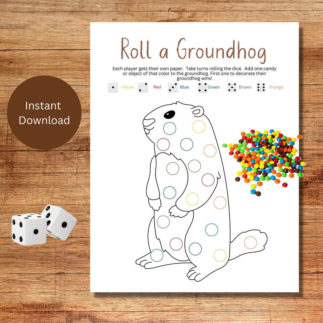 Roll A Groundhog, Groundhog Day Game, Candy Dice Game, Groundhog Day ...