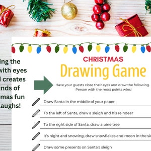 Christmas Drawing Game, Printable Christmas Drawing Challenge ...