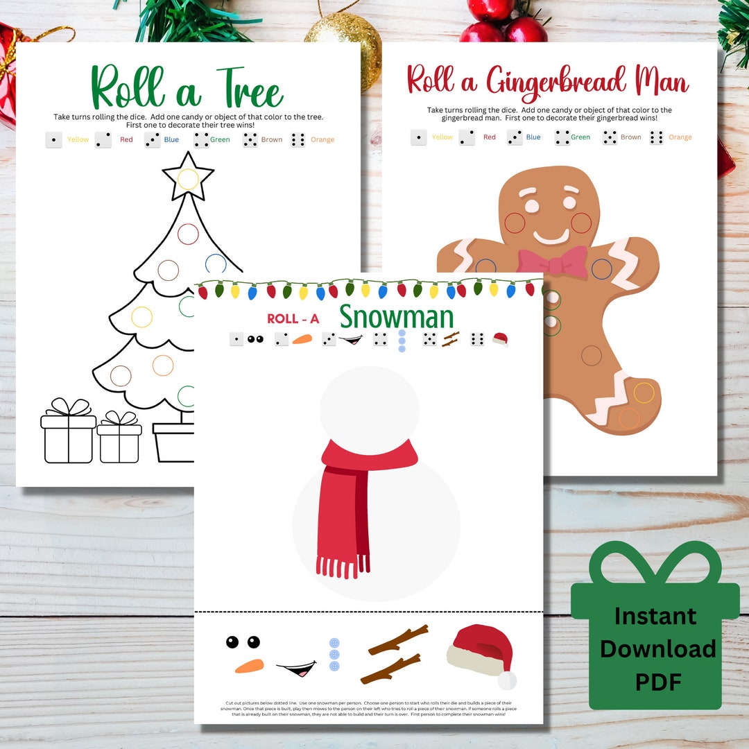Roll a Christmas Tree, Roll a Snowman, Roll a Gingerbread Man ...