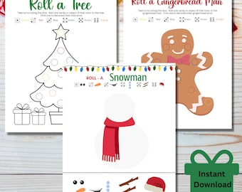 Roll a Snowman Christmas Drawing Game Dice Game Christmas - Etsy