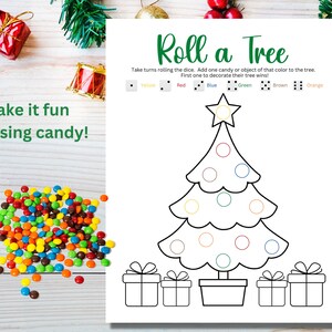 Roll A Tree Game, Printable Roll A Christmas Tree, Candy Dice Game ...