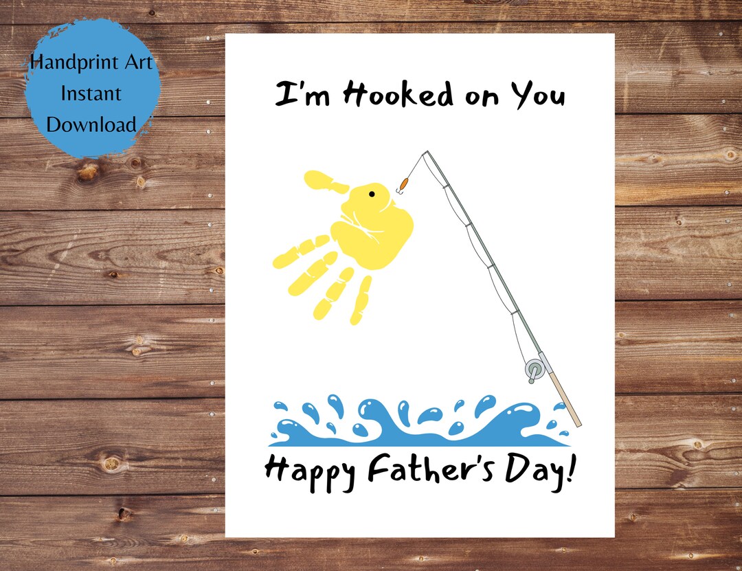 Father's Day Handprint Art Craft I'm Hooked on You - Etsy