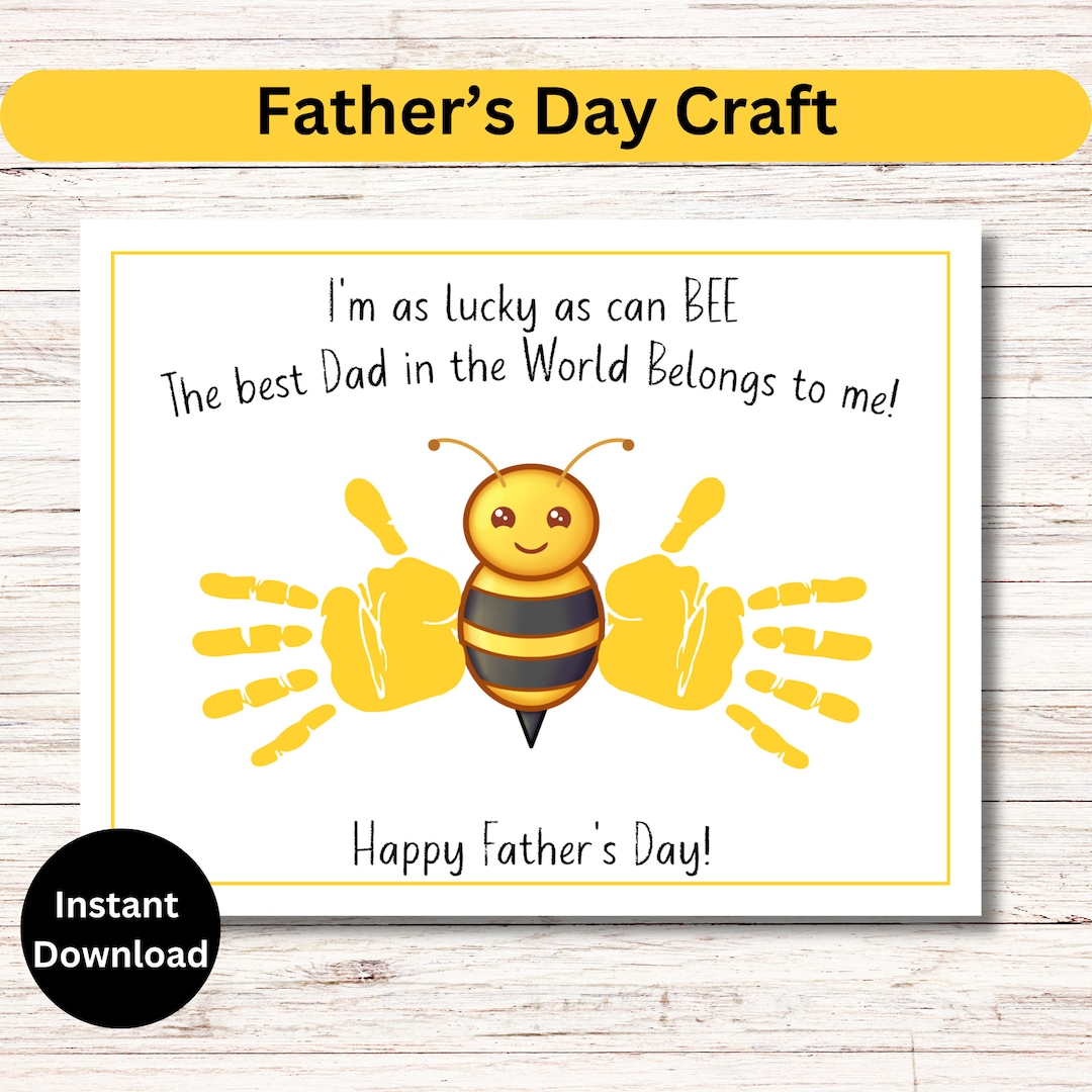 Father's Day Handprint Keepsake, Bee Handprint Craft for Kids, Fathers ...