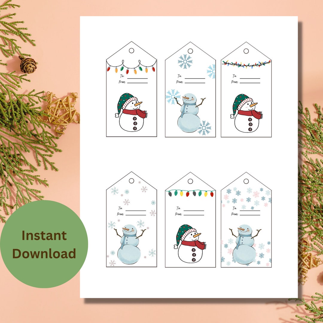 Snowmen Gift Tags, Winter Printable Gift Tags, Christmas Digital Gift ...