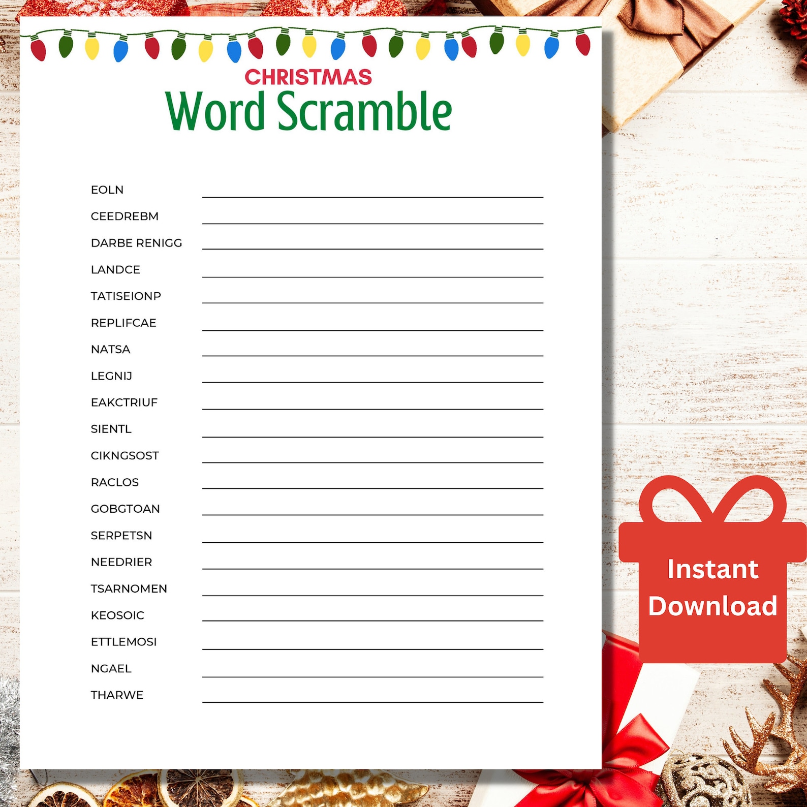 Christmas Word Scramble, Printable Christmas Game, Christmas Party Game ...