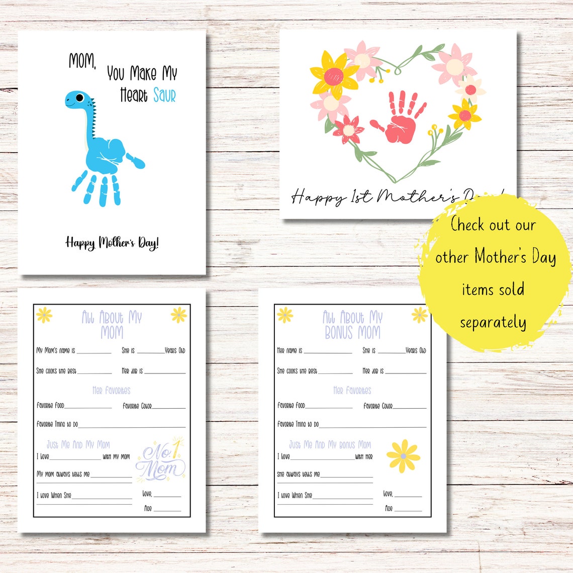 Mothers Day Handprint Craft, Bee Handprint Art, First Time Mom Gift ...