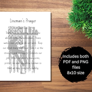 Linemans Prayer, Wall Art, Lineman Gift, Graduation Gift, Printable ...