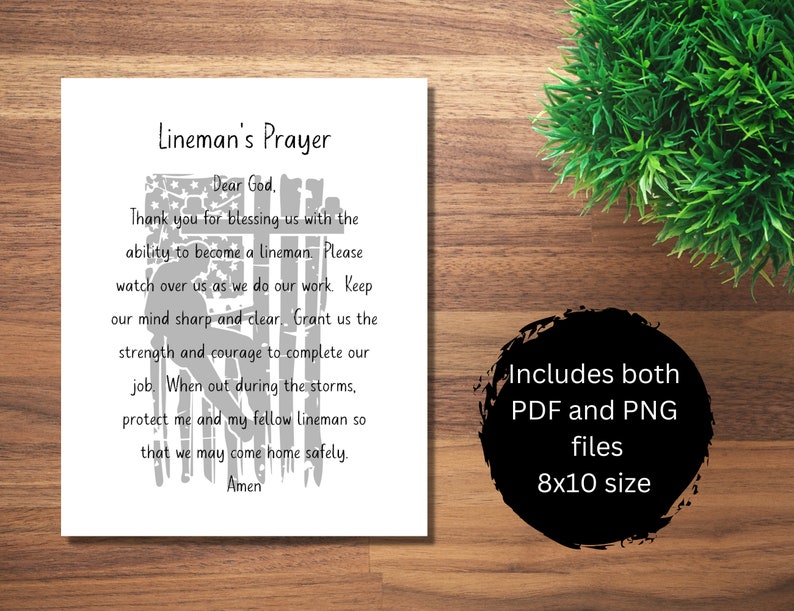 Linemans Prayer, Wall Art, Lineman Gift, Graduation Gift, Printable ...