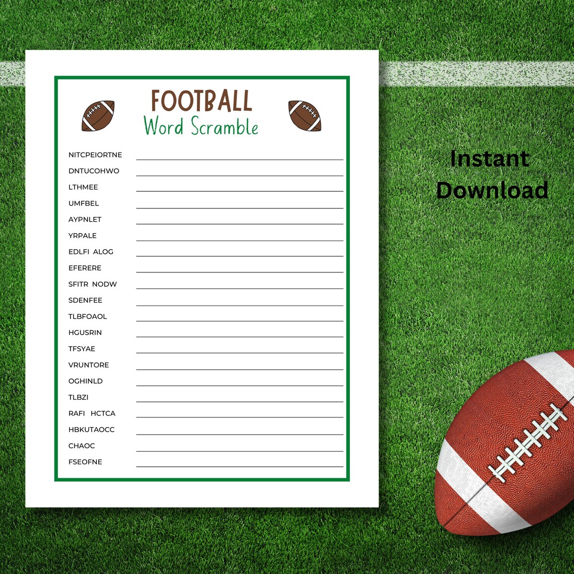 Football Word Scramble Game, Football Party Games, Boys Birthday Party ...