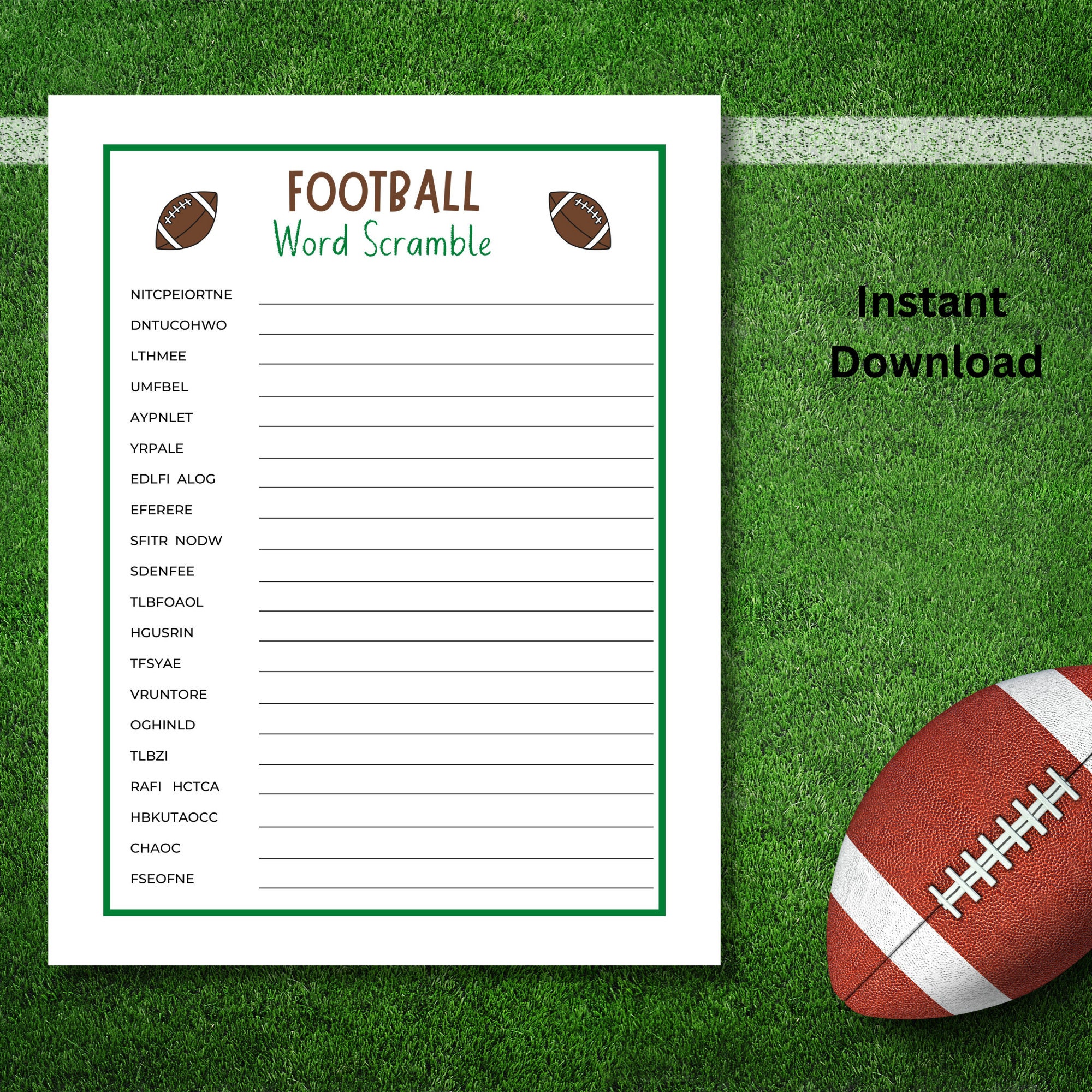 Football Word Scramble Game, Football Party Games, Boys Birthday Party ...