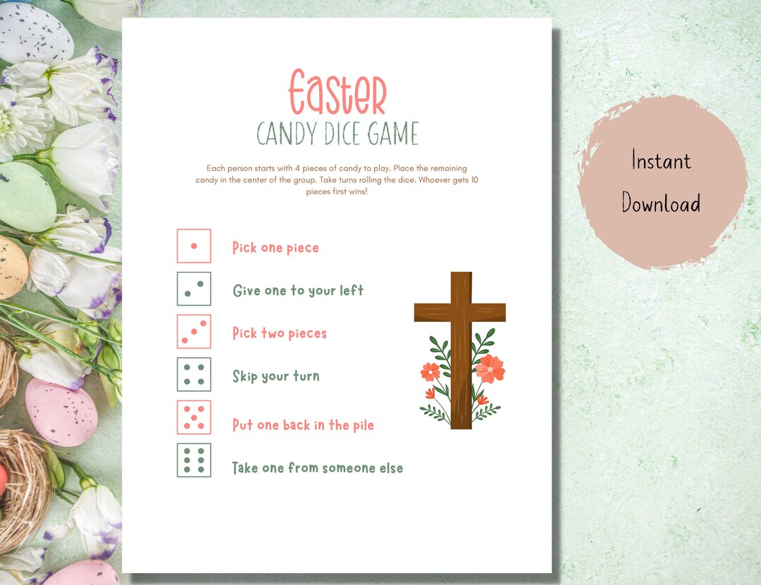 Easter Candy Dice Game Printable Easter Game Dice Games for - Etsy
