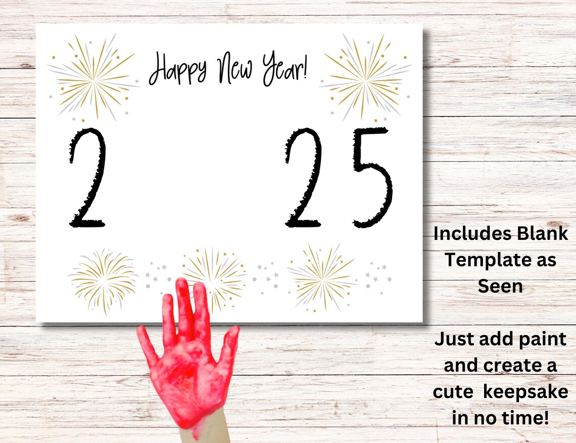 2025 New Years Handprint Craft, Printable New Years Handprint Art, New ...