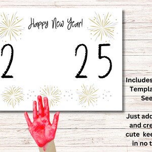 2025 New Years Handprint Craft, Printable New Years Handprint Art, New ...