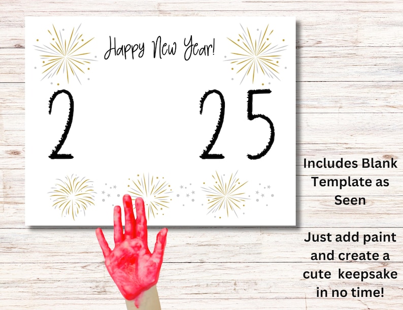 2025 New Years Handprint Craft, Printable New Years Handprint Art, New ...