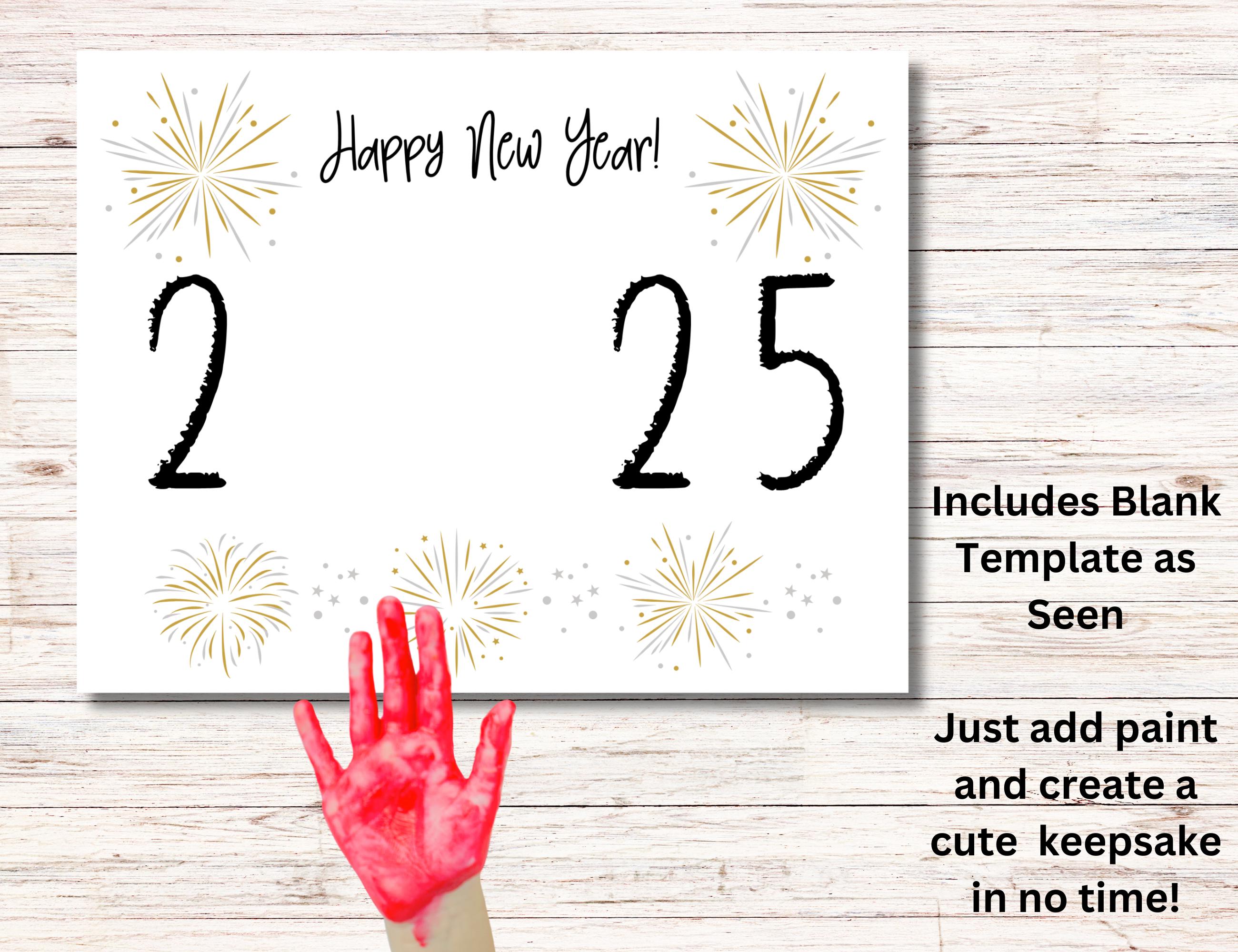 2025 New Years Handprint Craft, Printable New Years Handprint Art, New ...