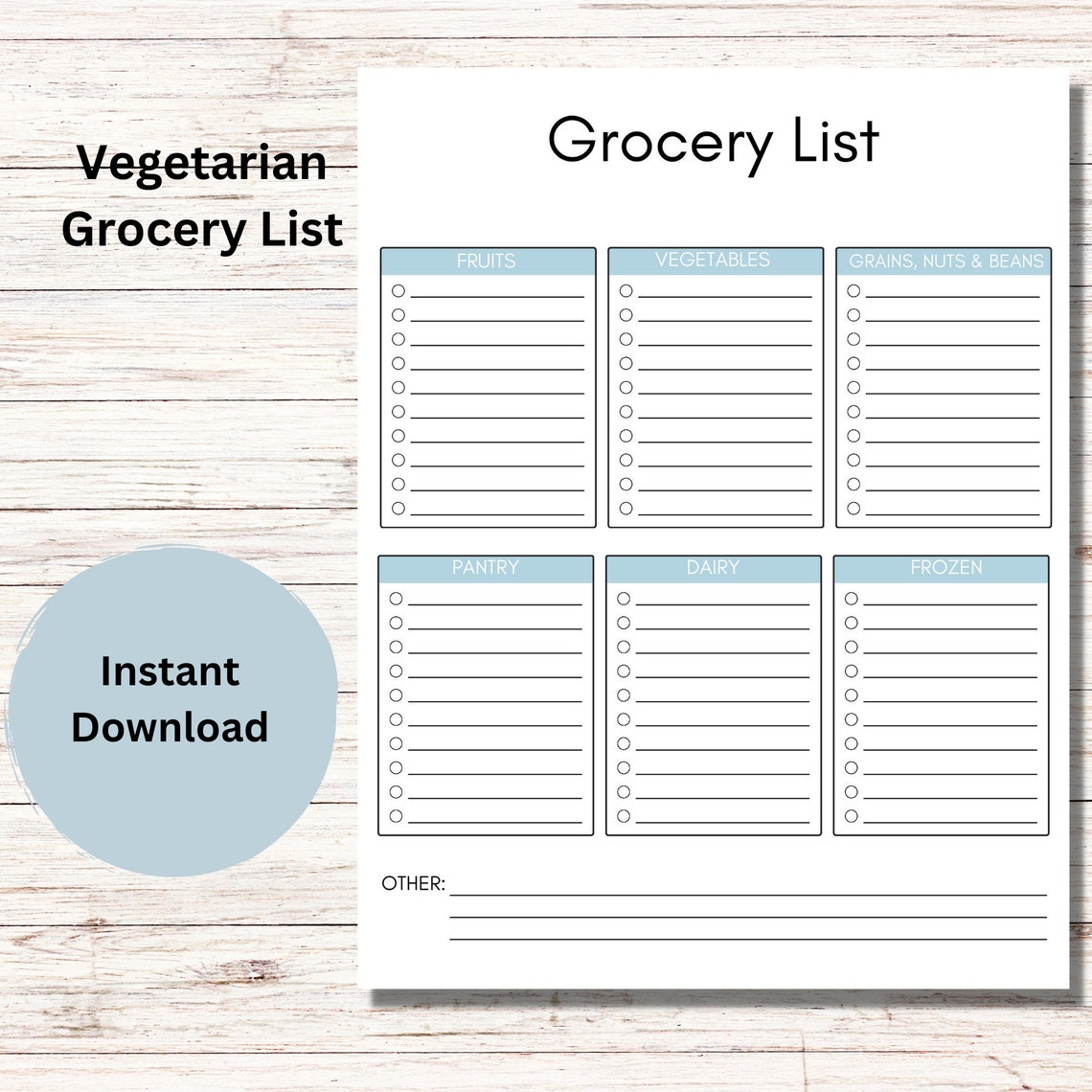 Vegetarian Grocery List | Printable Grocery List | Weekly Grocery List ...