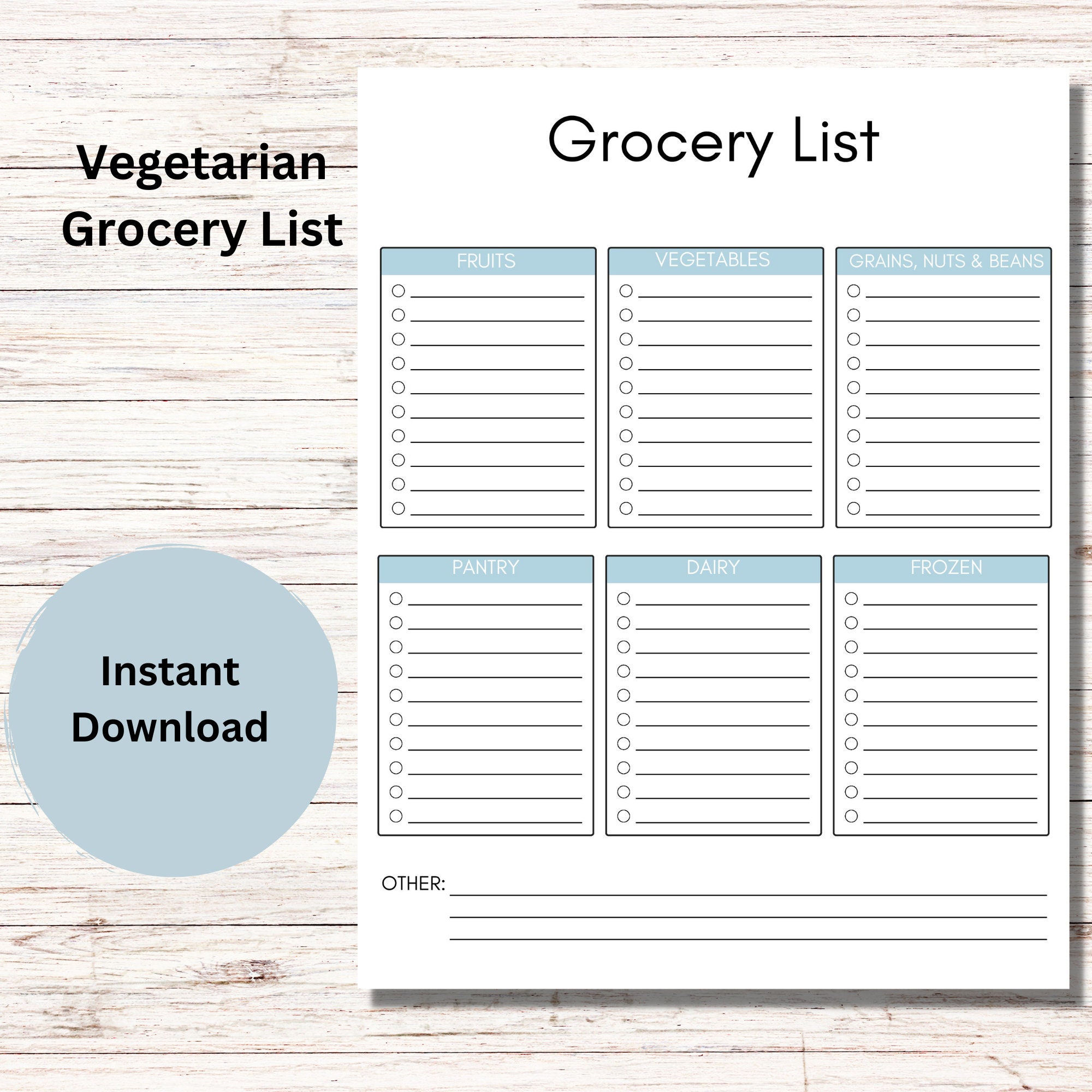Vegetarian Grocery List | Printable Grocery List | Weekly Grocery List ...