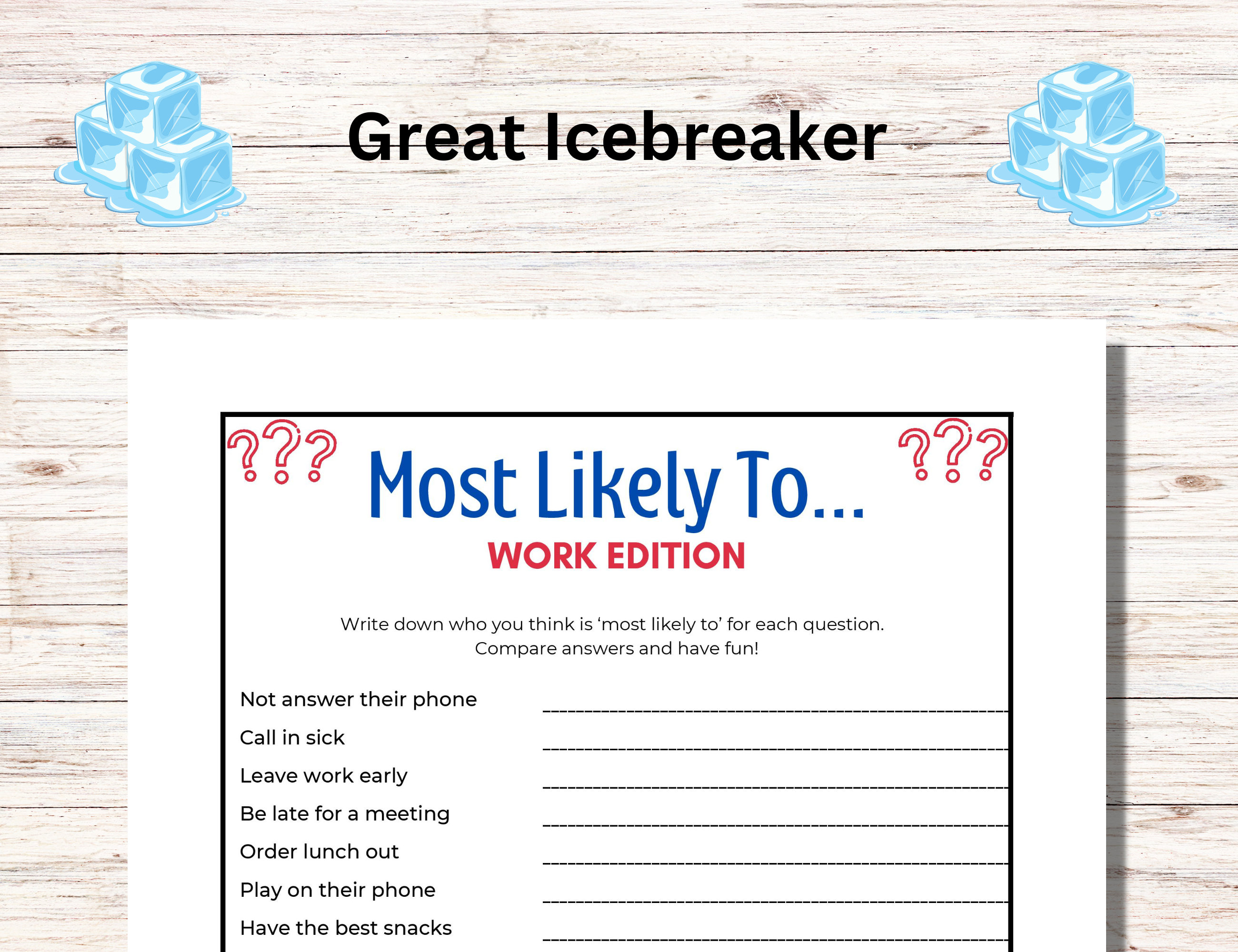 Most Likely to Work Game, Team Building Games, Office Party Games, Work ...