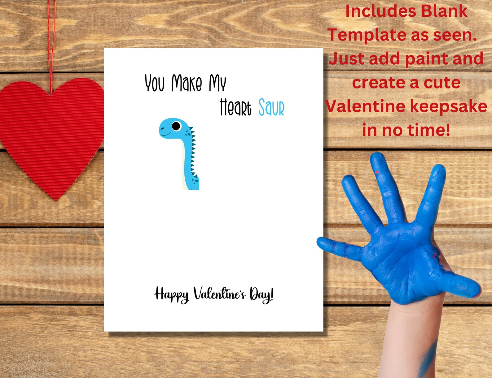 Dinosaur Valentine's Day Handprint Art, Dinosaur Handprint, You Make My ...