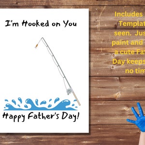 Father's Day Handprint Art Craft, I'm Hooked on You Fishing Father's ...