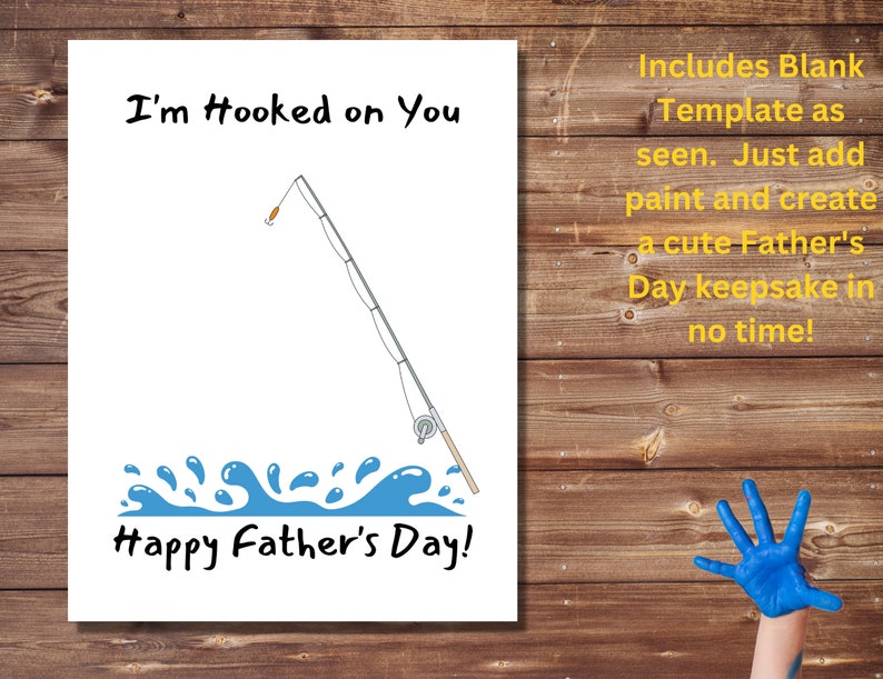 Father's Day Handprint Art Craft, I'm Hooked on You Fishing Father's ...