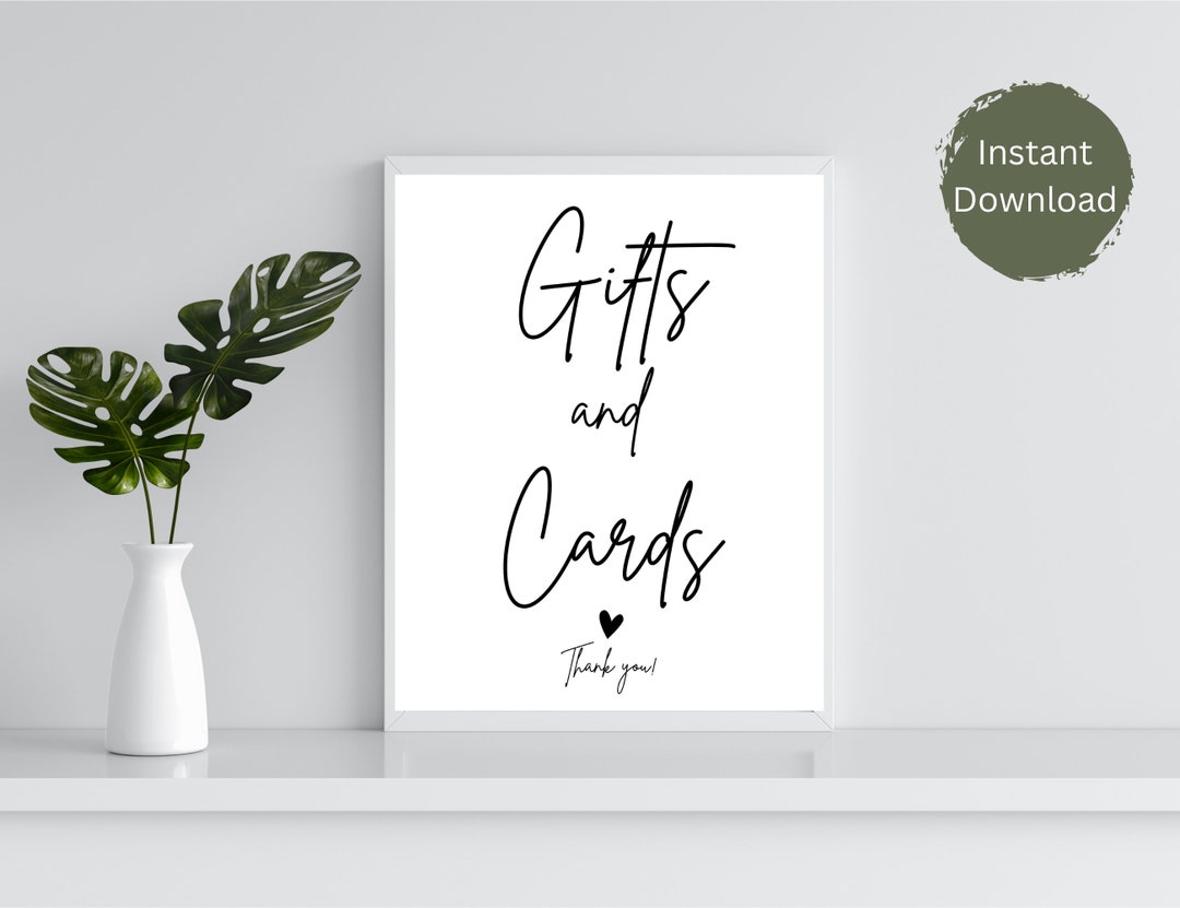 Gifts and Cards Sign, Printable Wedding Gift Table Sign, Minimalist ...
