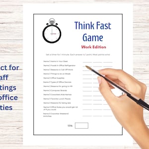 Think Fast Game, Work Edition, Office Party Games, Think Fast Work Game ...