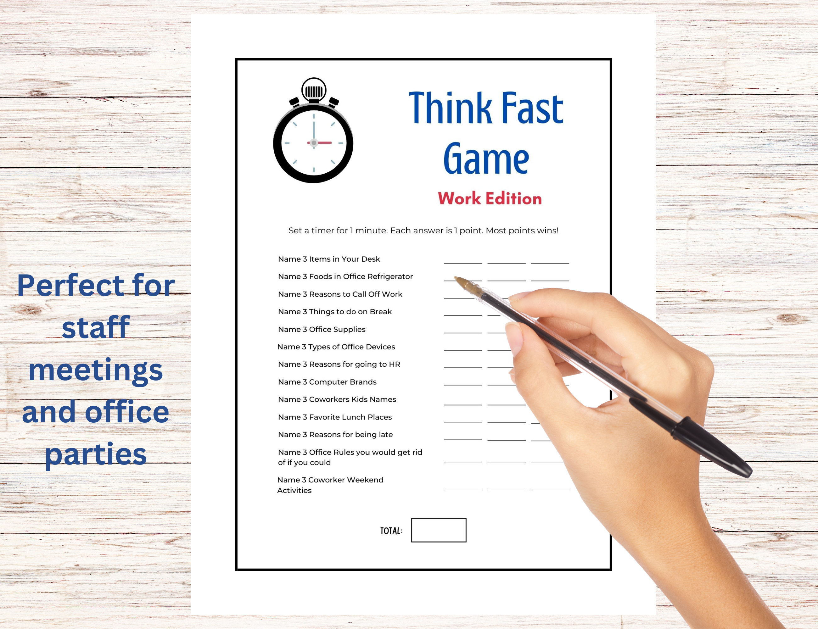 Think Fast Game, Work Edition, Office Party Games, Think Fast Work Game ...