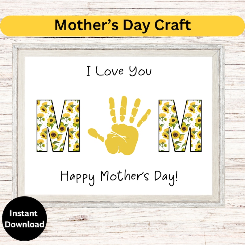 Mother's Day Printable, Mom Handprint Art, Mother's Day Handprint Craft ...