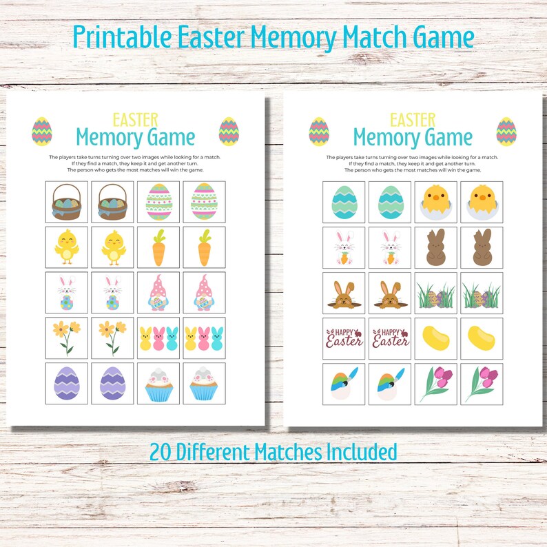 Easter Memory Game, Printable Easter Matching Game, Easter Preschool Activity, Spring Games ...