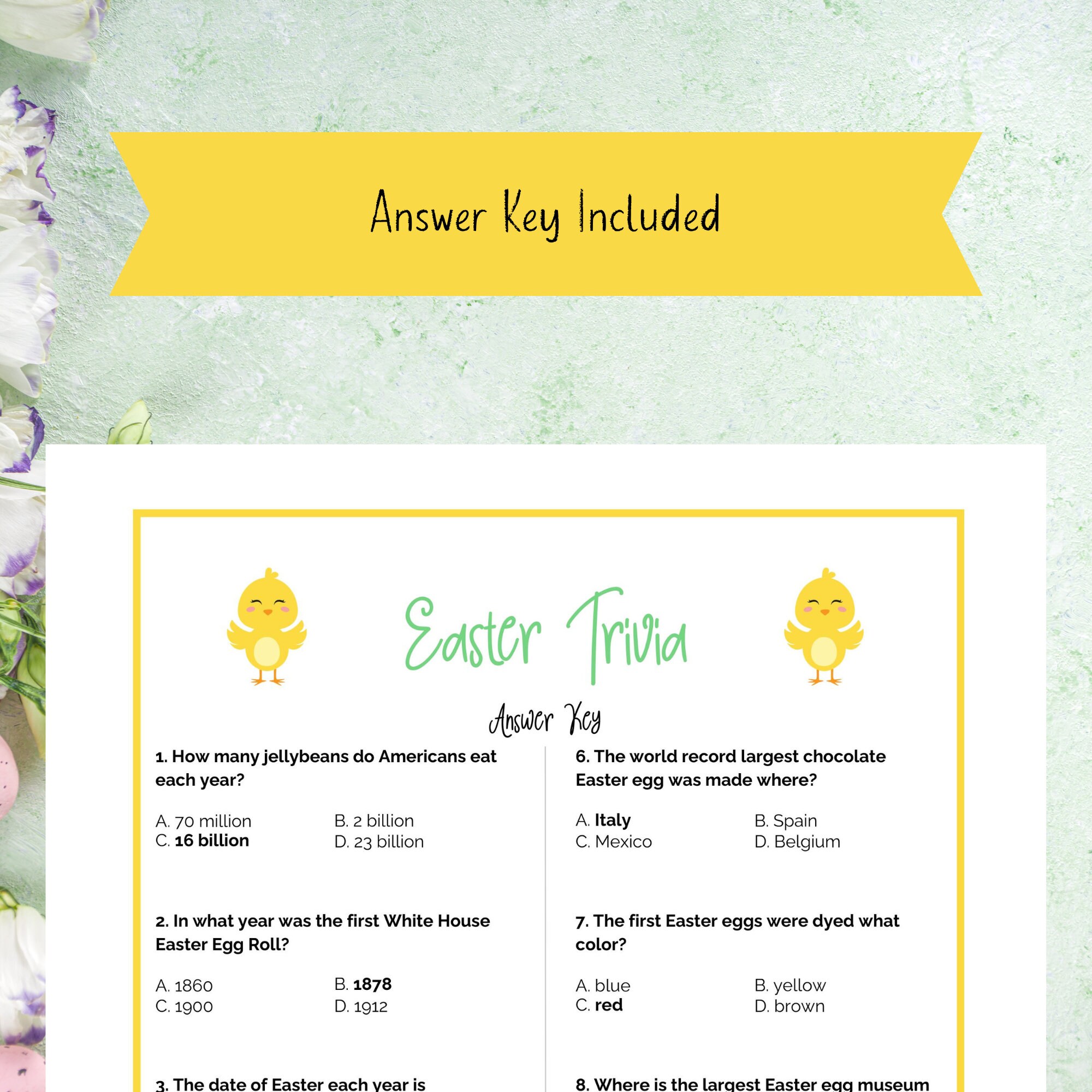 Easter Trivia Game, Easter Party Games, Easter Games Printable, Spring ...
