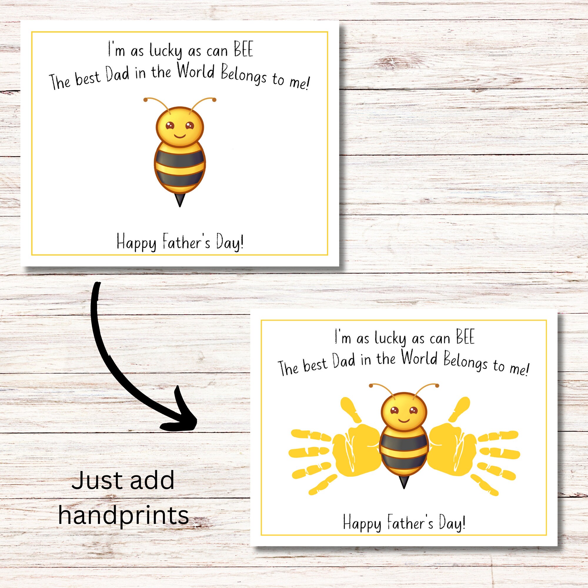 Father's Day Handprint Keepsake, Bee Handprint Craft for Kids, Fathers ...