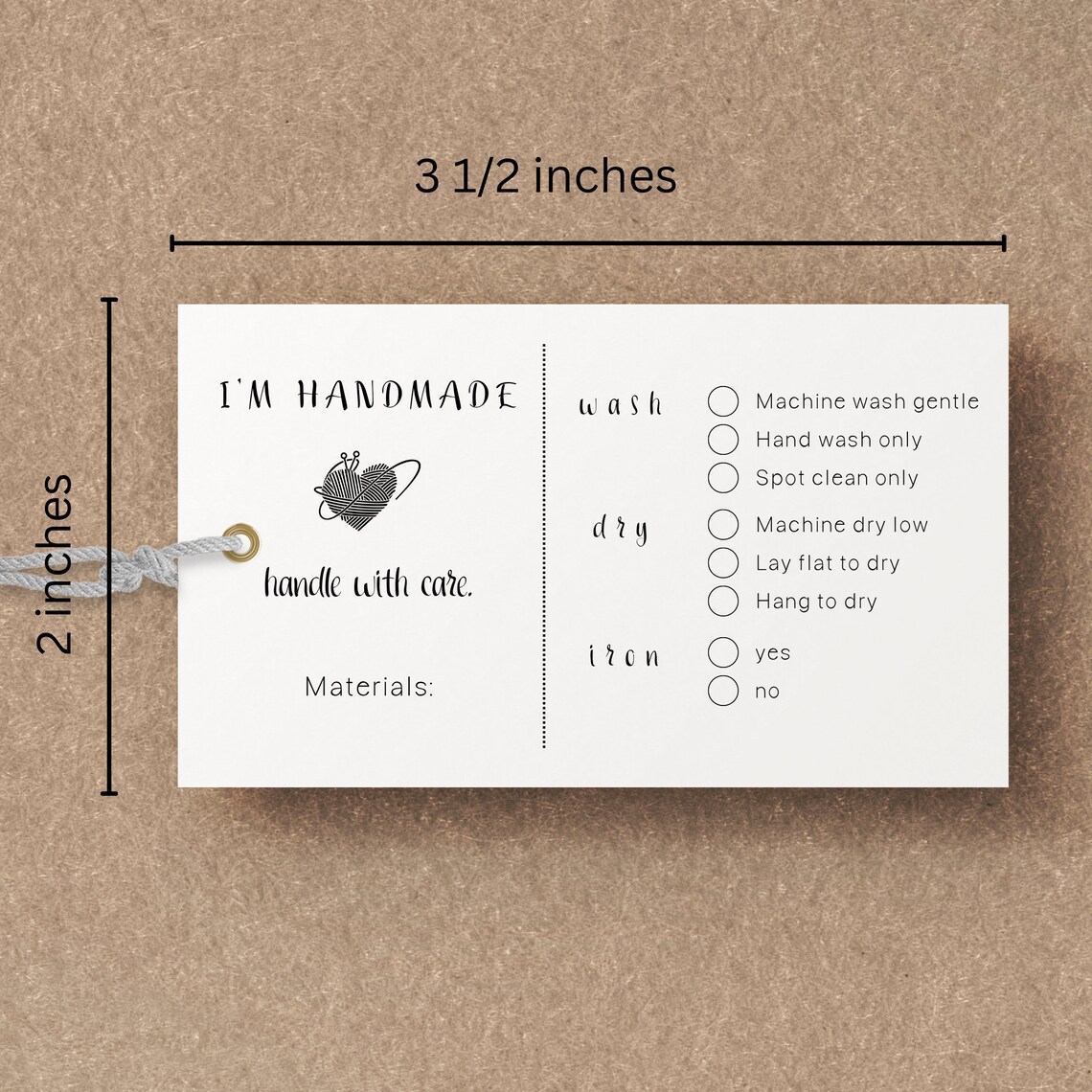 I'm Handmade Printable Care Instructions, Handmade Care Tags, Handmade ...