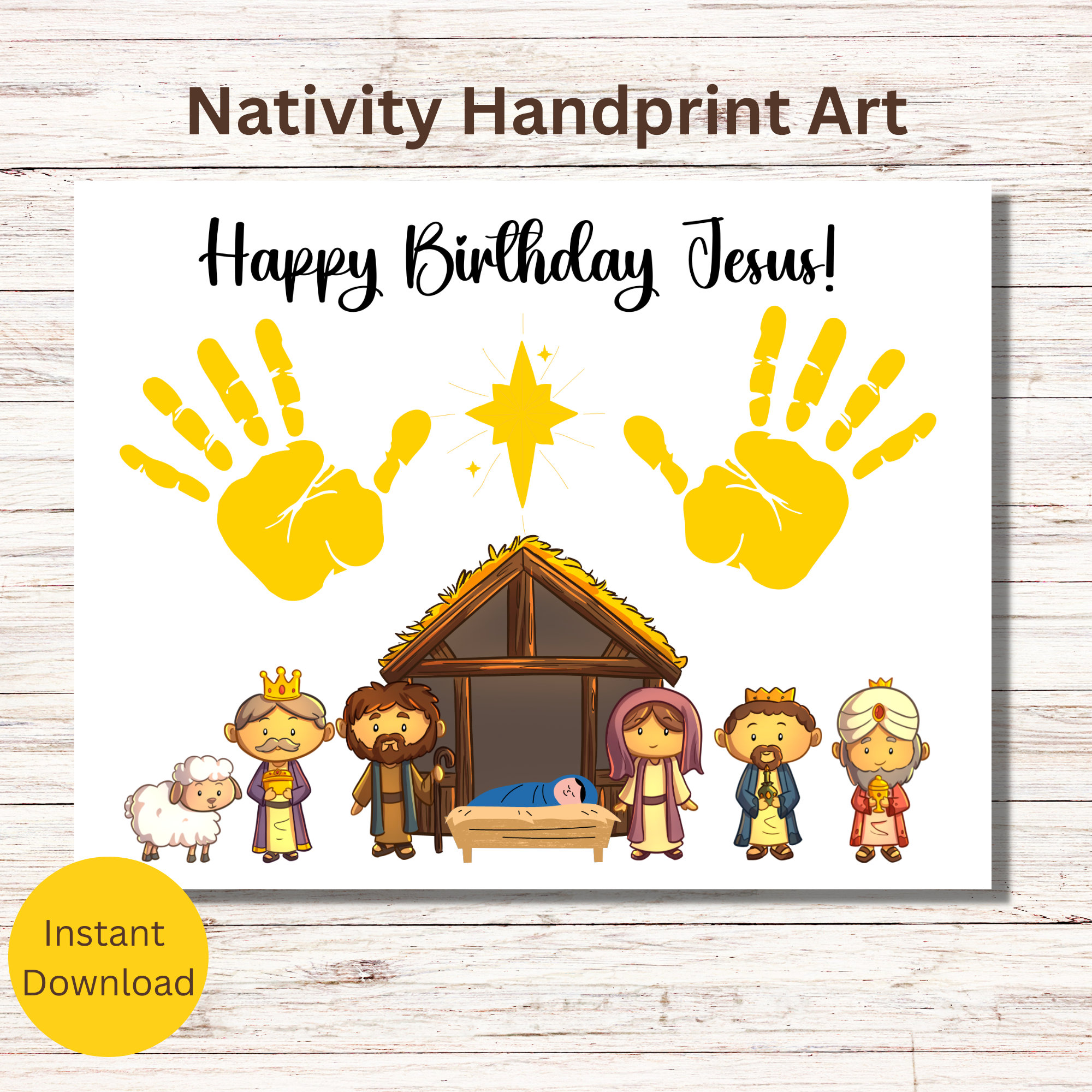 Happy Birthday Jesus Handprint Art, Christmas Nativity Handprint ...